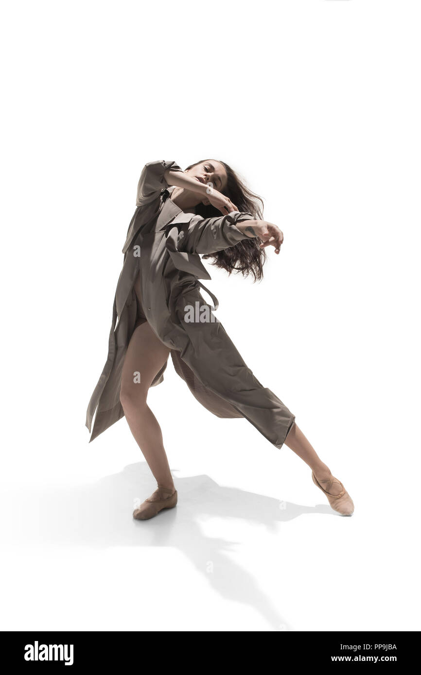 Beautiful slim young female modern jazz contemporary style ballet ...