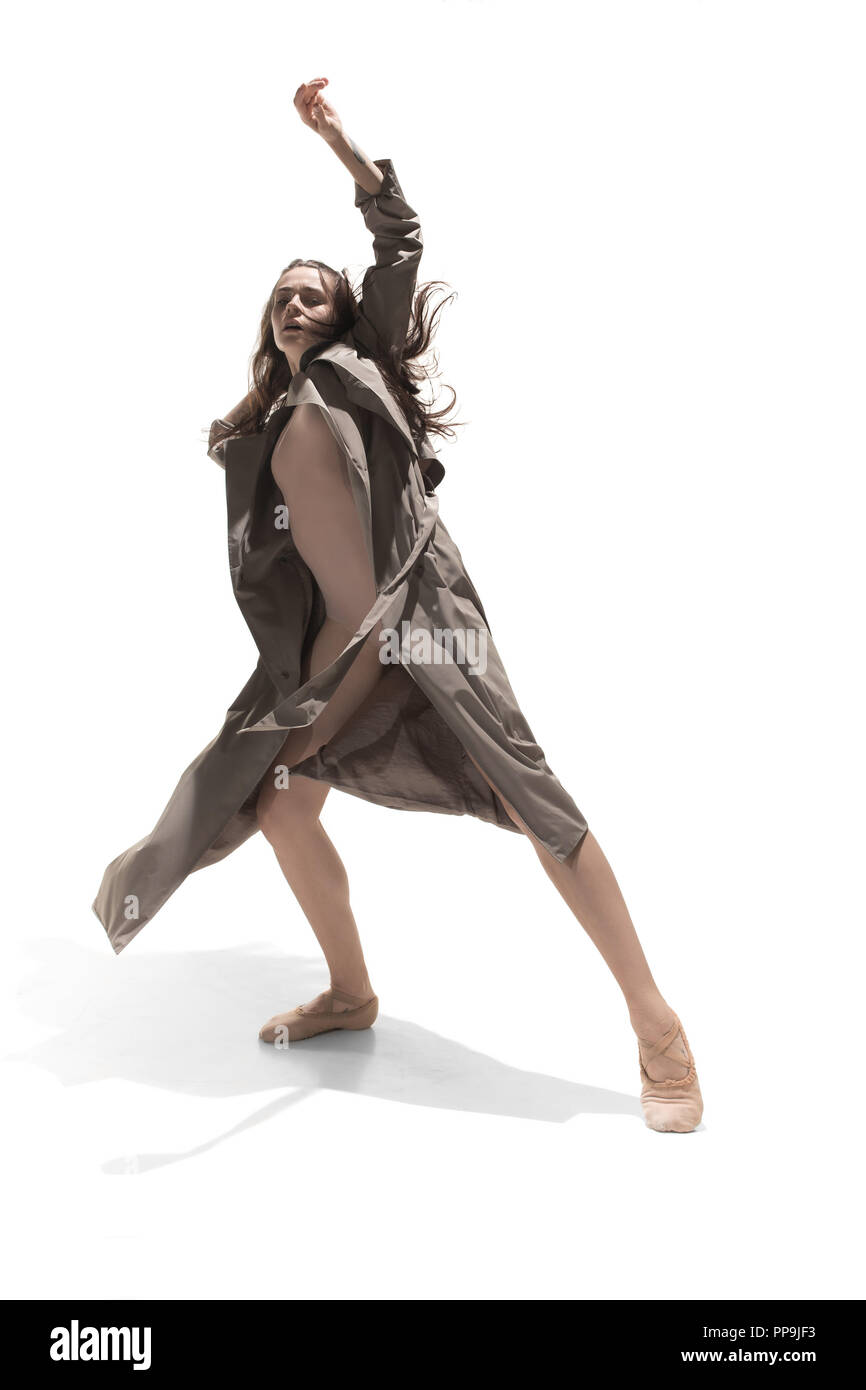Beautiful slim young female modern jazz contemporary style ballet ...