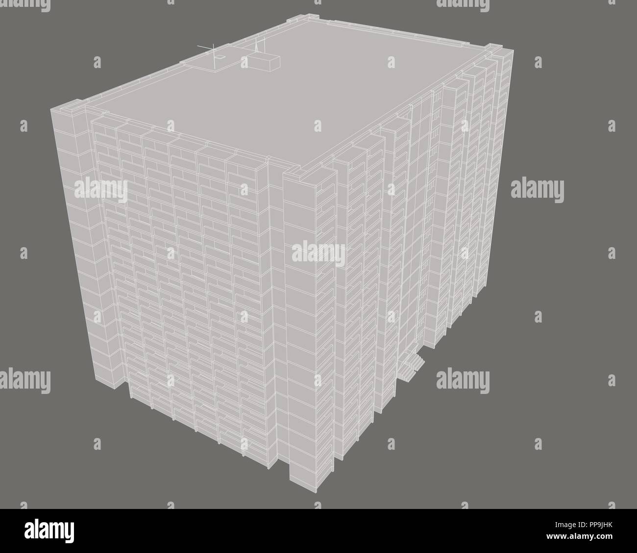 Model of a multi-storey building. The building is isometric. Vector illustration Stock Vector ...