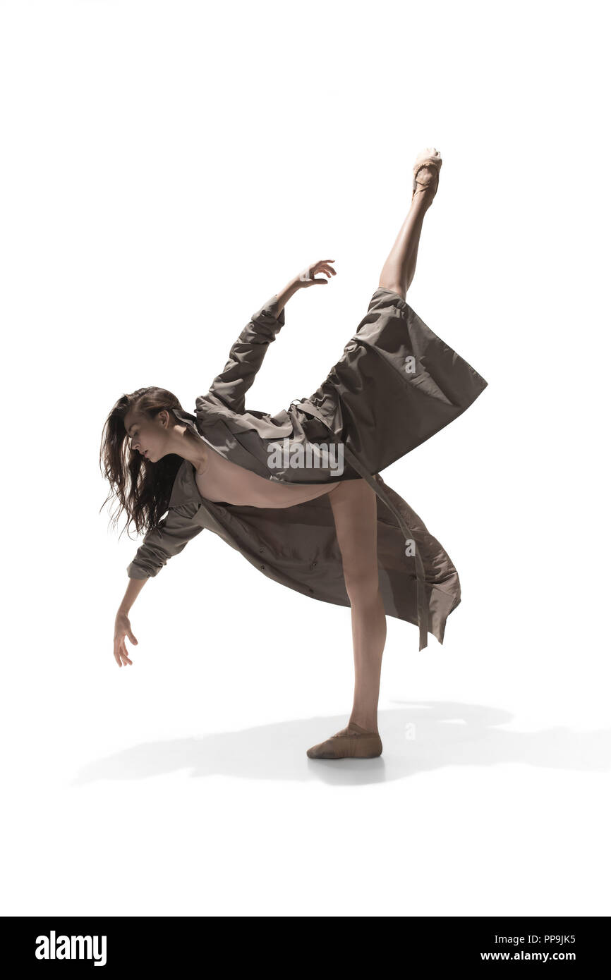 Beautiful slim young female modern jazz contemporary style ballet ...