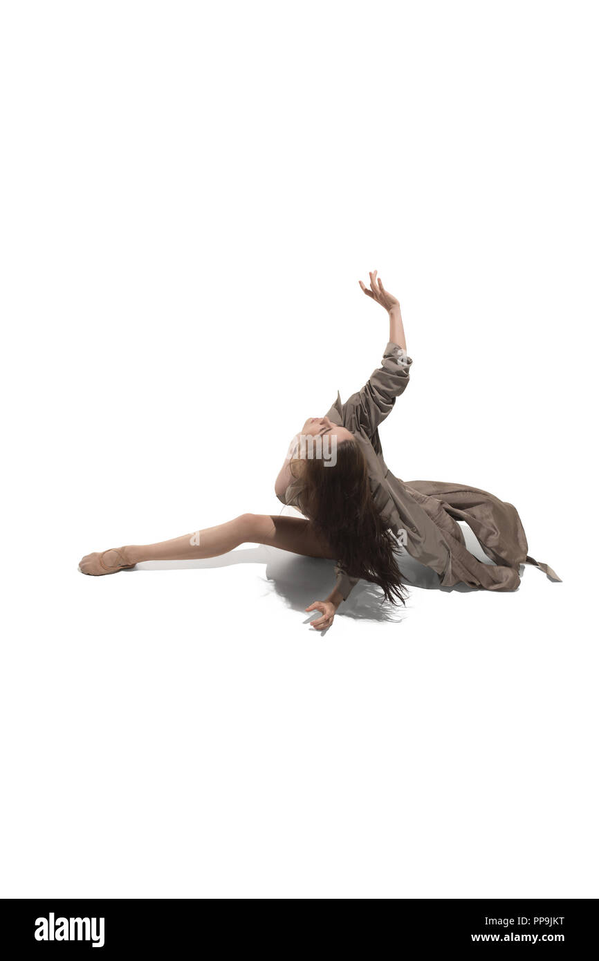 Beautiful slim young female modern jazz contemporary style ballet ...