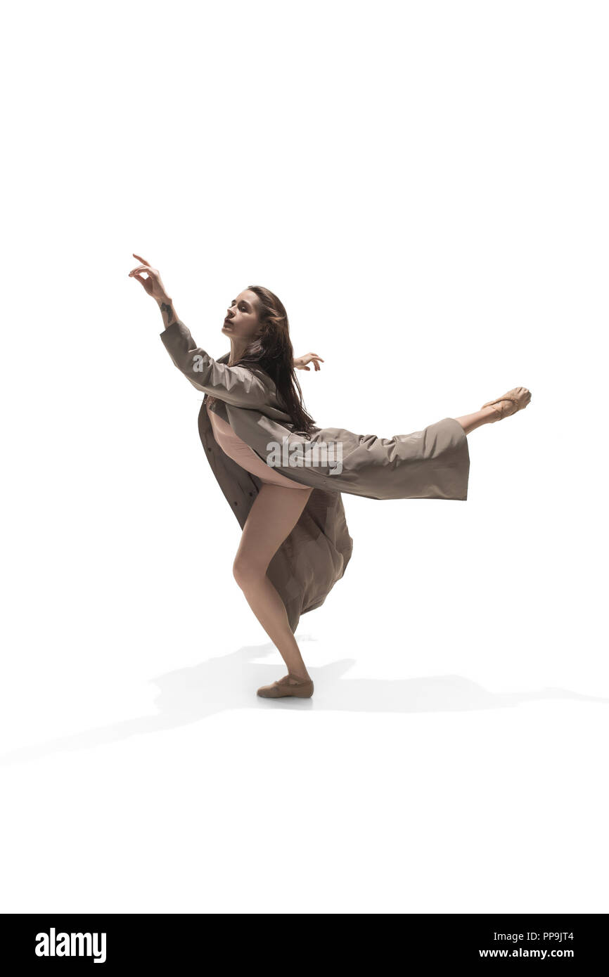 Beautiful slim young female modern jazz contemporary style ballet ...