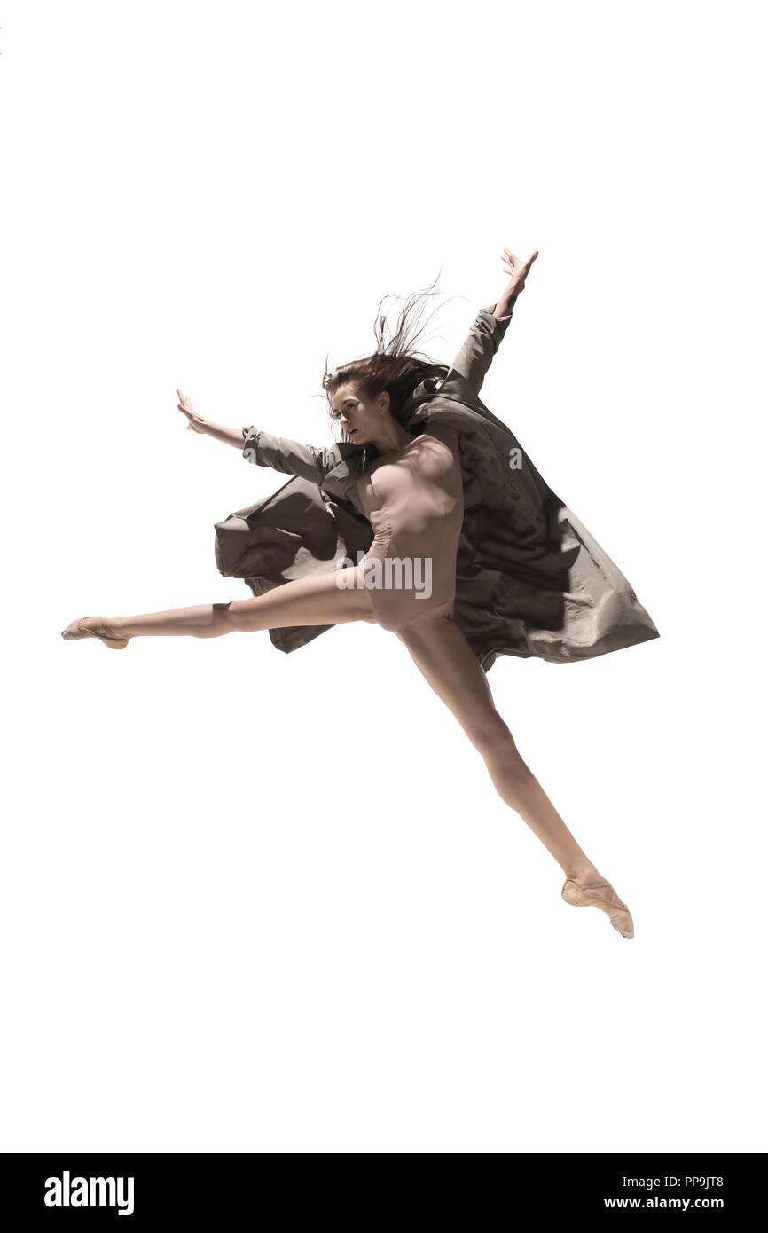 Beautiful slim young female modern jazz contemporary style ballet ...
