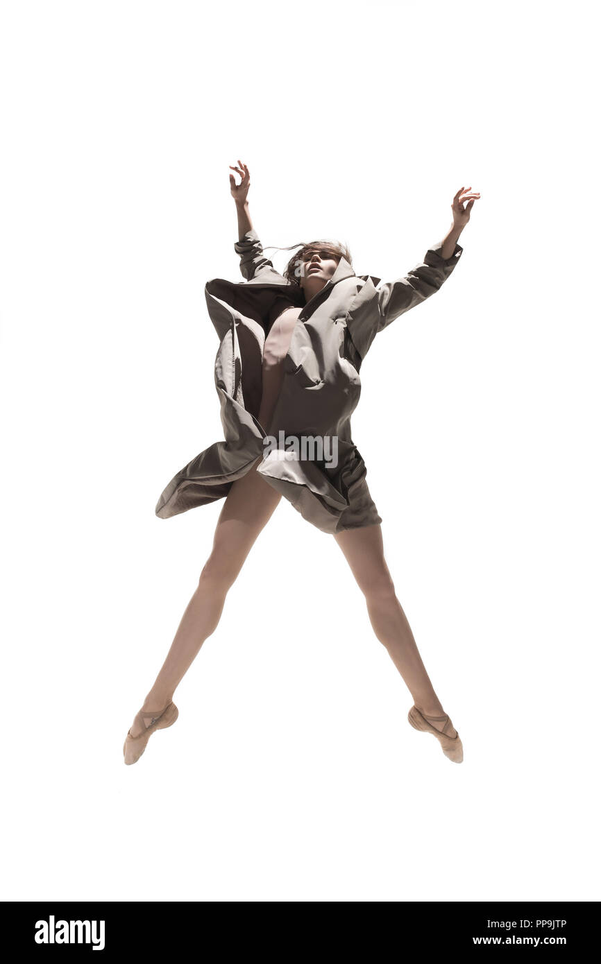 Beautiful slim young female modern jazz contemporary style ballet ...