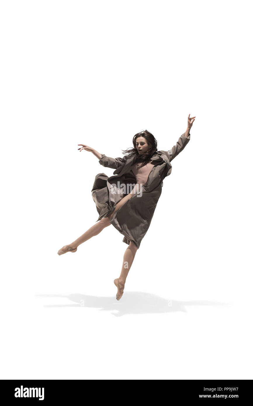Beautiful slim young female modern jazz contemporary style ballet ...