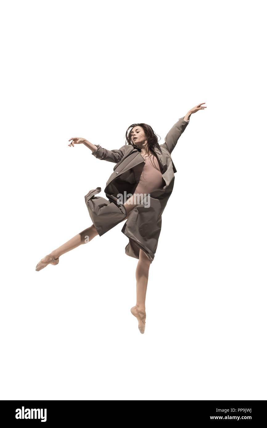 Beautiful slim young female modern jazz contemporary style ballet ...