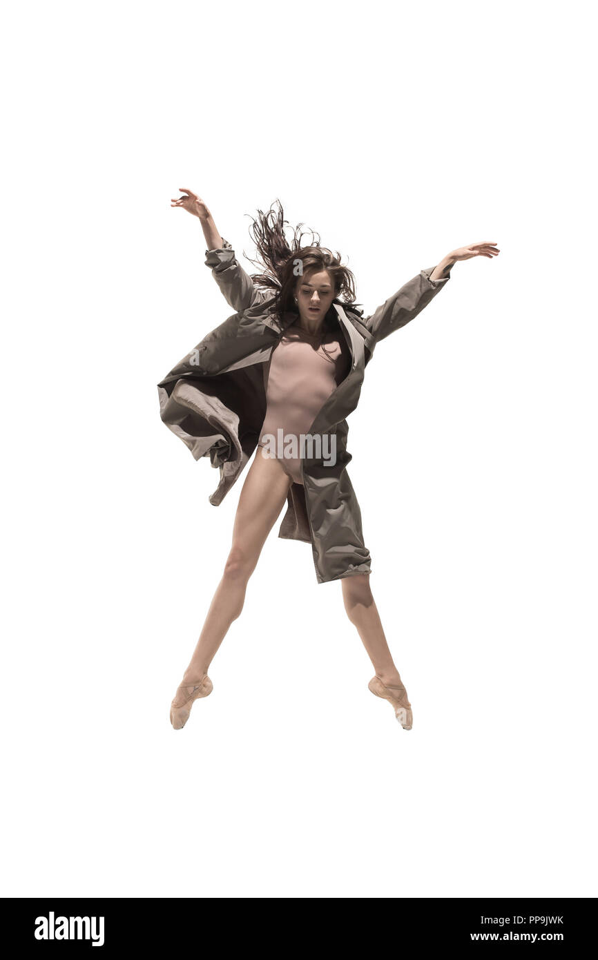 Beautiful slim young female modern jazz contemporary style ballet ...