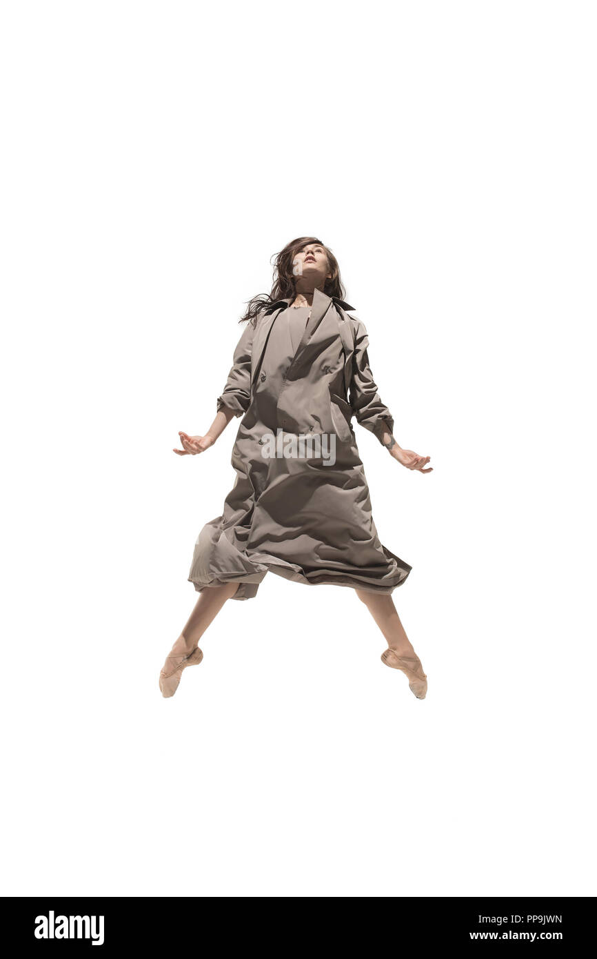 Beautiful slim young female modern jazz contemporary style ballet ...