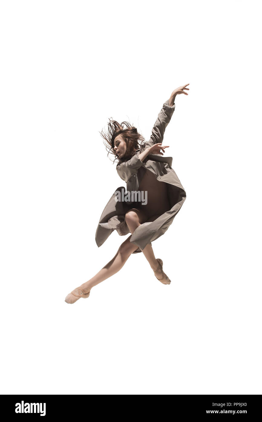 Beautiful slim young female modern jazz contemporary style ballet ...