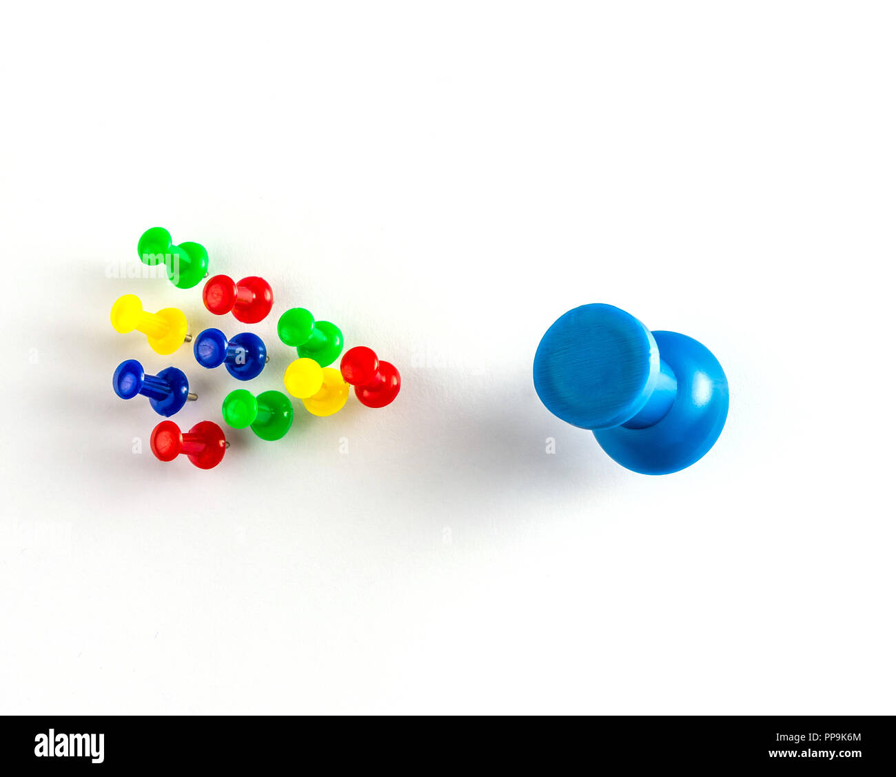 detail the different colored pins on a white background Stock Photo - Alamy
