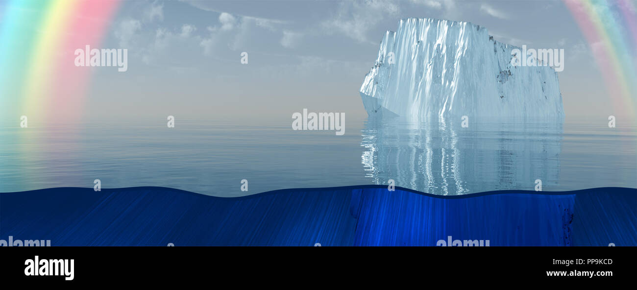 Iceberg and rainbow in sea or ocean Stock Photo - Alamy