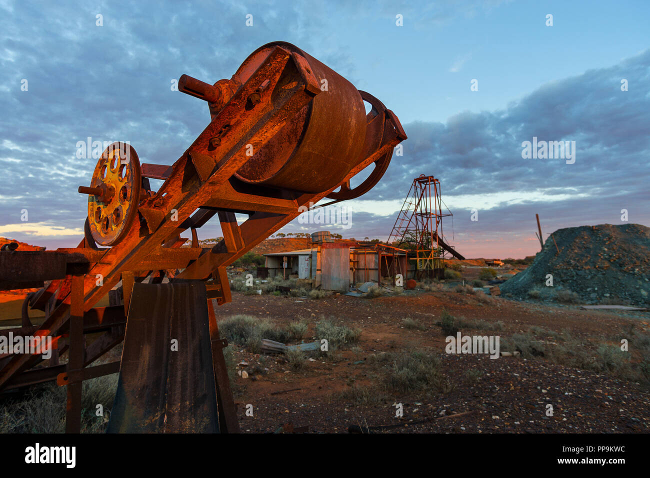 Abandoned Gold Mine and rusty equipment at Mt Magnet Western Australia ...