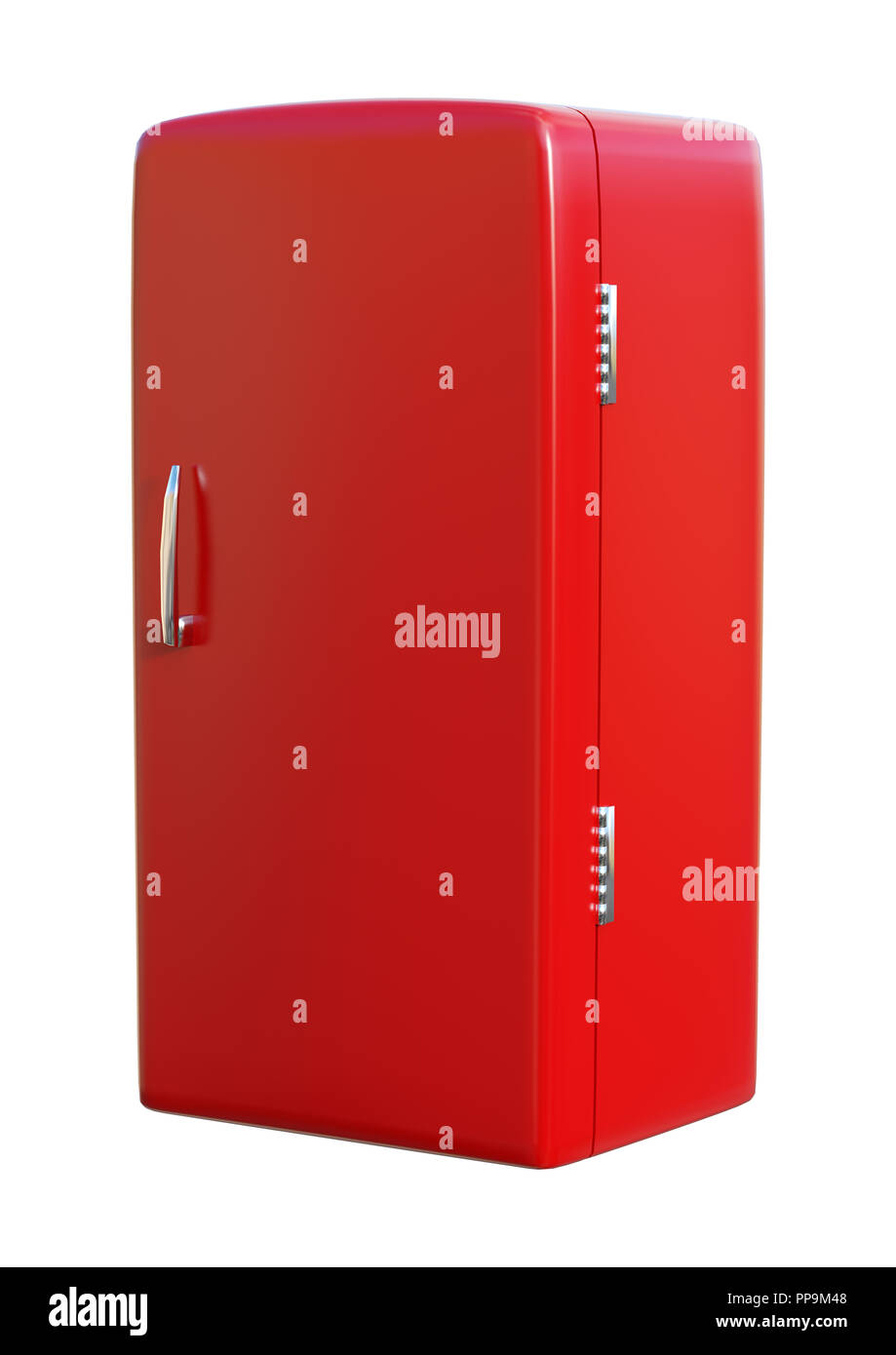 3D rendering of a red refrigerator isolated on white background Stock ...