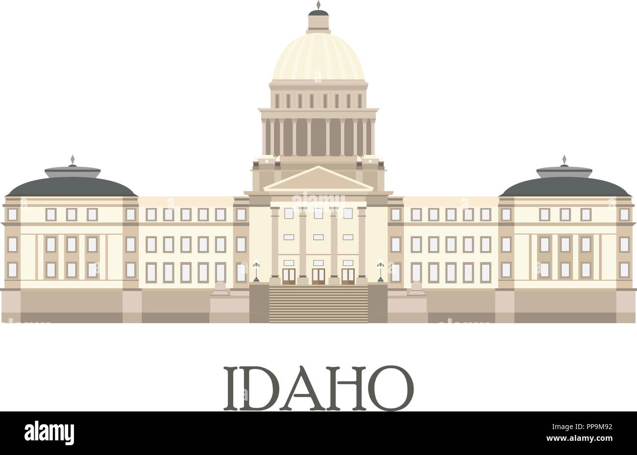 Flat isolated illustration of the Idaho State Capitol. Flat style ...