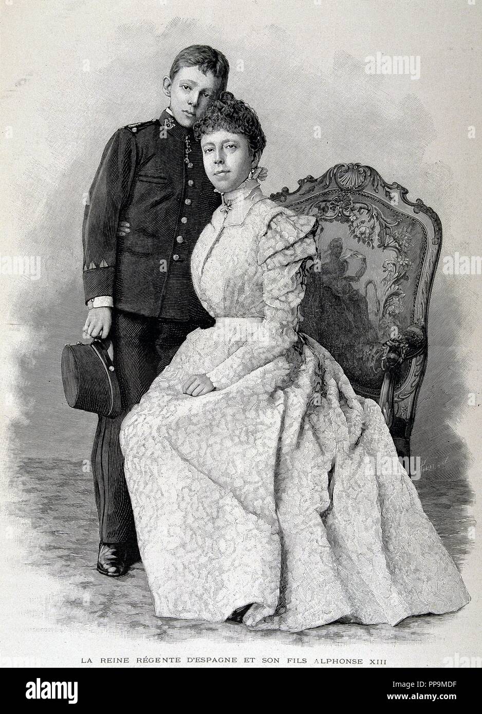 ALFONSO XIII. REY DE ESPAÑA . MADRID . 1886 / 1941. " JUNTO A SU MADRE ...