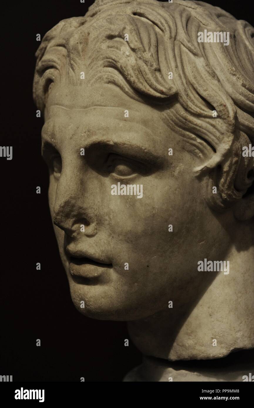 Alexander the Great (356-323 BC). King of Macedon. Head in marble ...