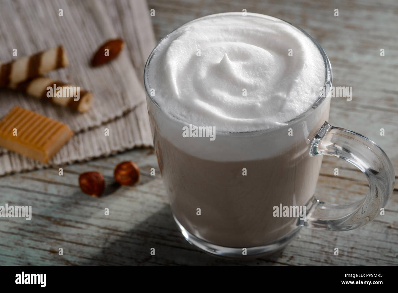 Tasty nut latte with gassy skin Stock Photo - Alamy