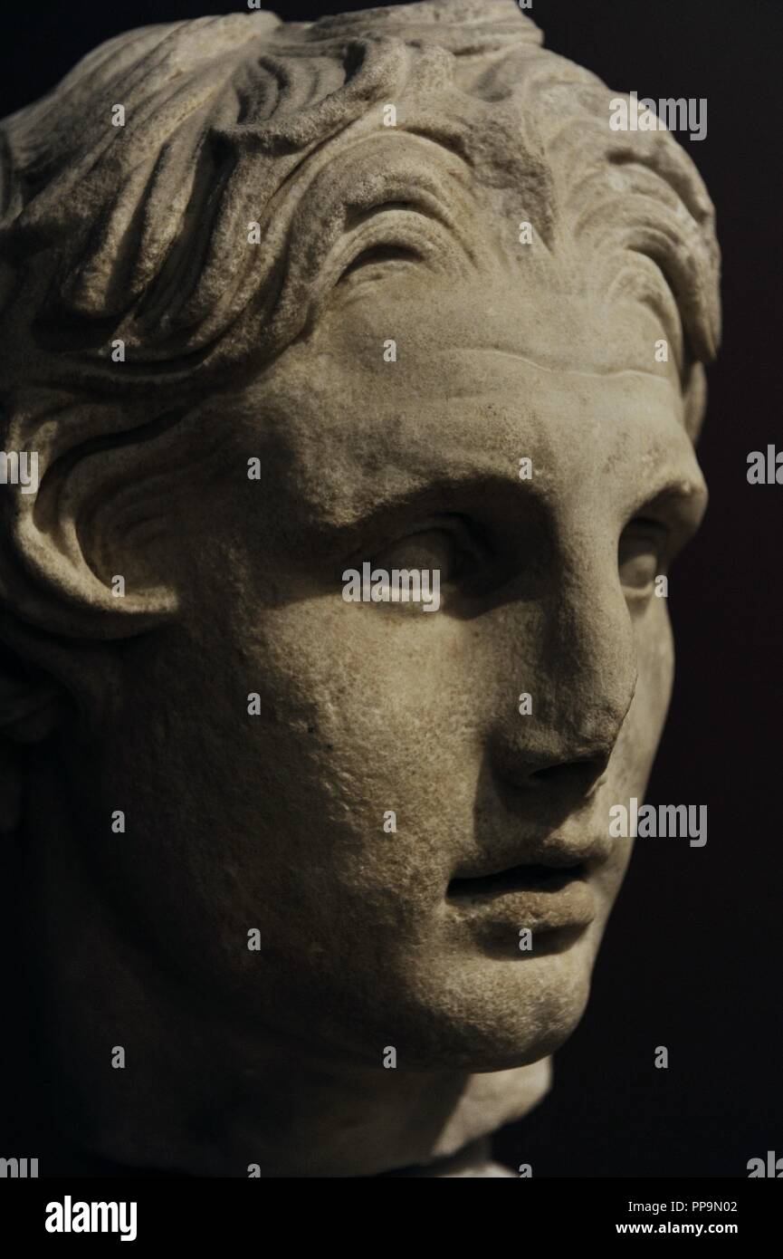 Alexander the Great (356-323 BC). King of Macedon. Head in marble ...