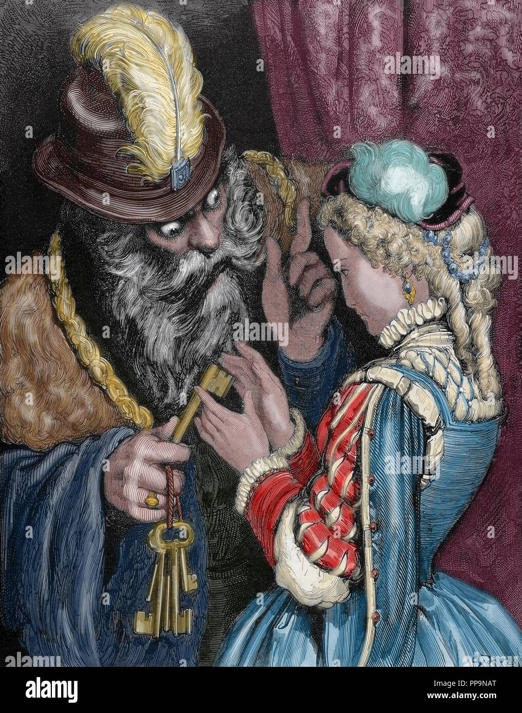 Charles Perrault (1628-1703). French writer. Bluebeard. Bluebeard and ...