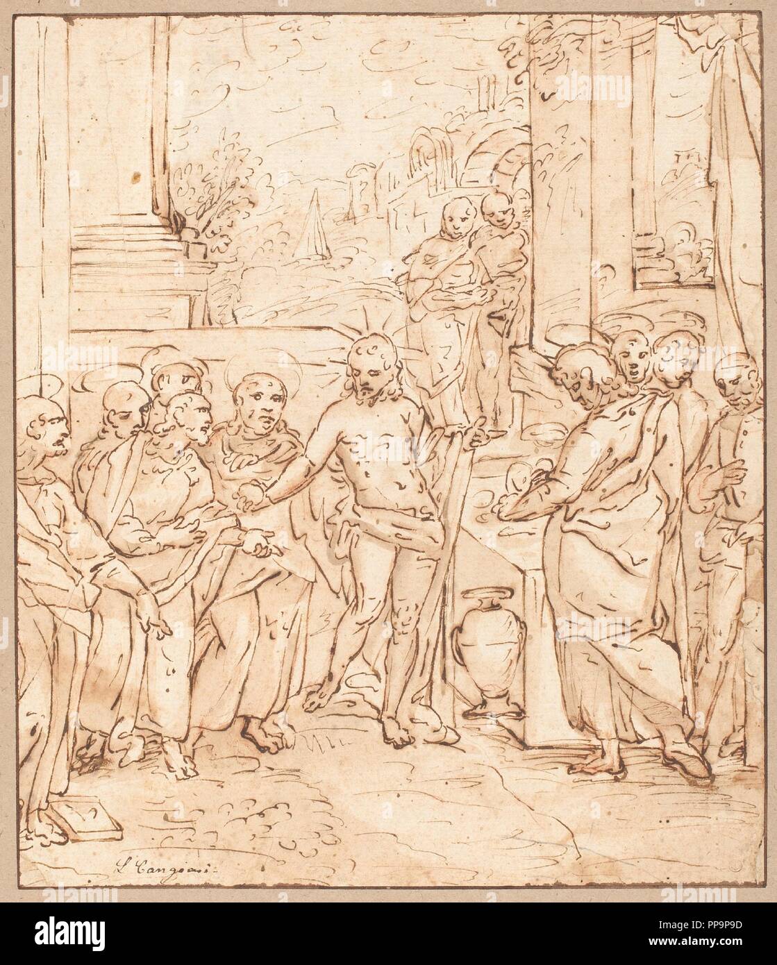 Anonymous / 'Christ distributing bread to his Apostles'. XVI century ...