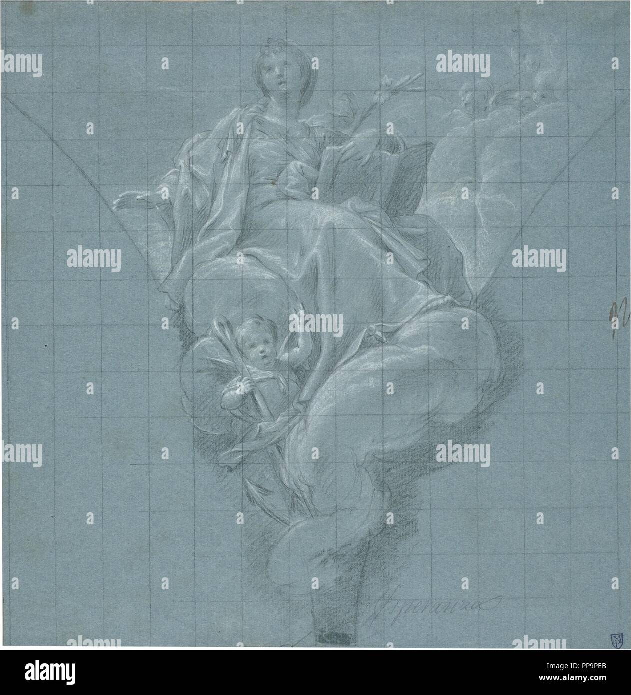 Ramón Bayeu y Subías / 'Hope'. 1781. White chalk, Black chalk on blue ...