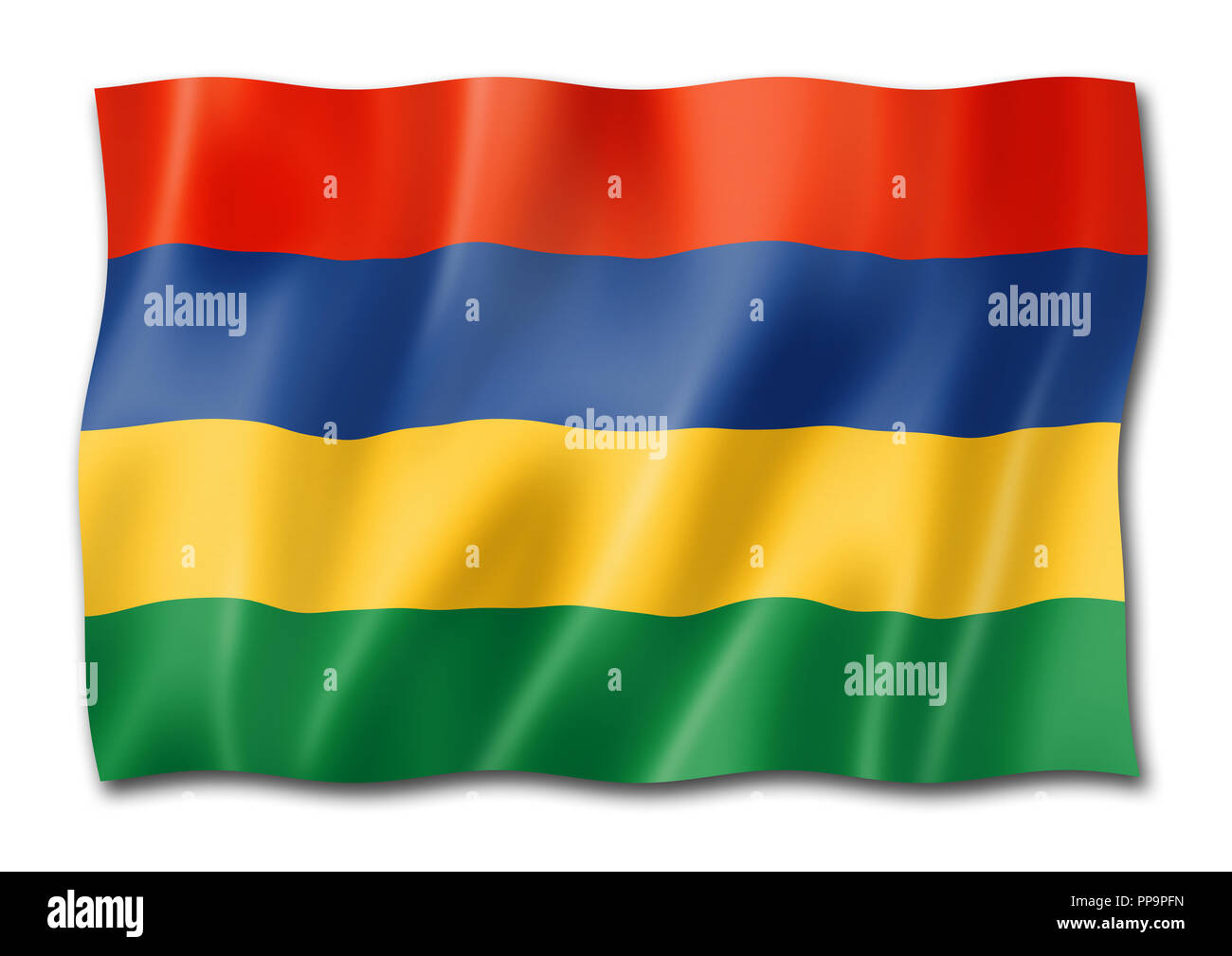 Mauritius flag, three dimensional render, isolated on white Stock Photo ...