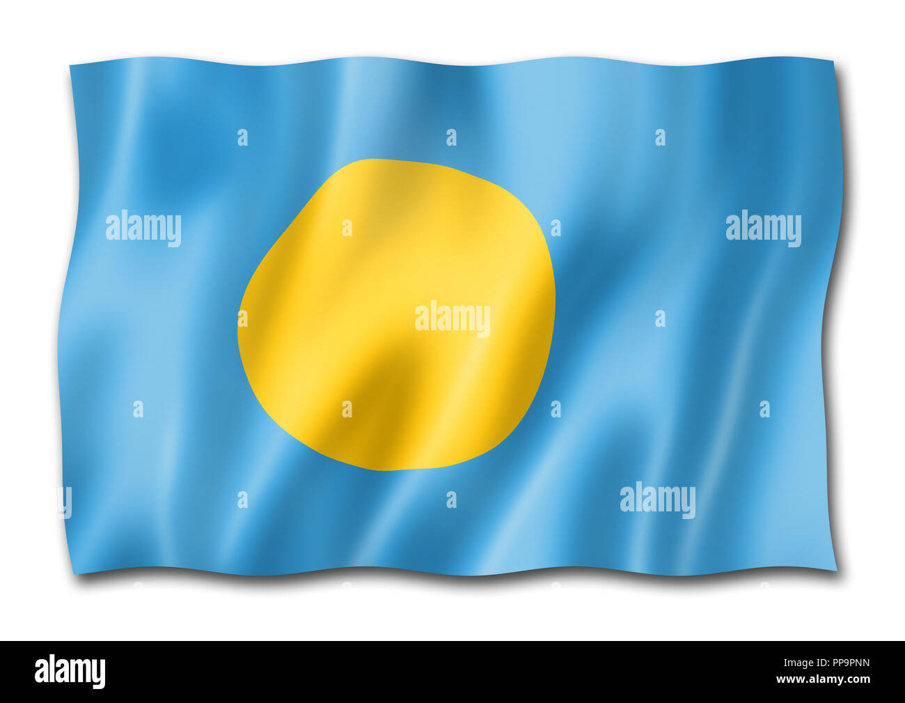 Palau flag, three dimensional render, isolated on white Stock Photo - Alamy