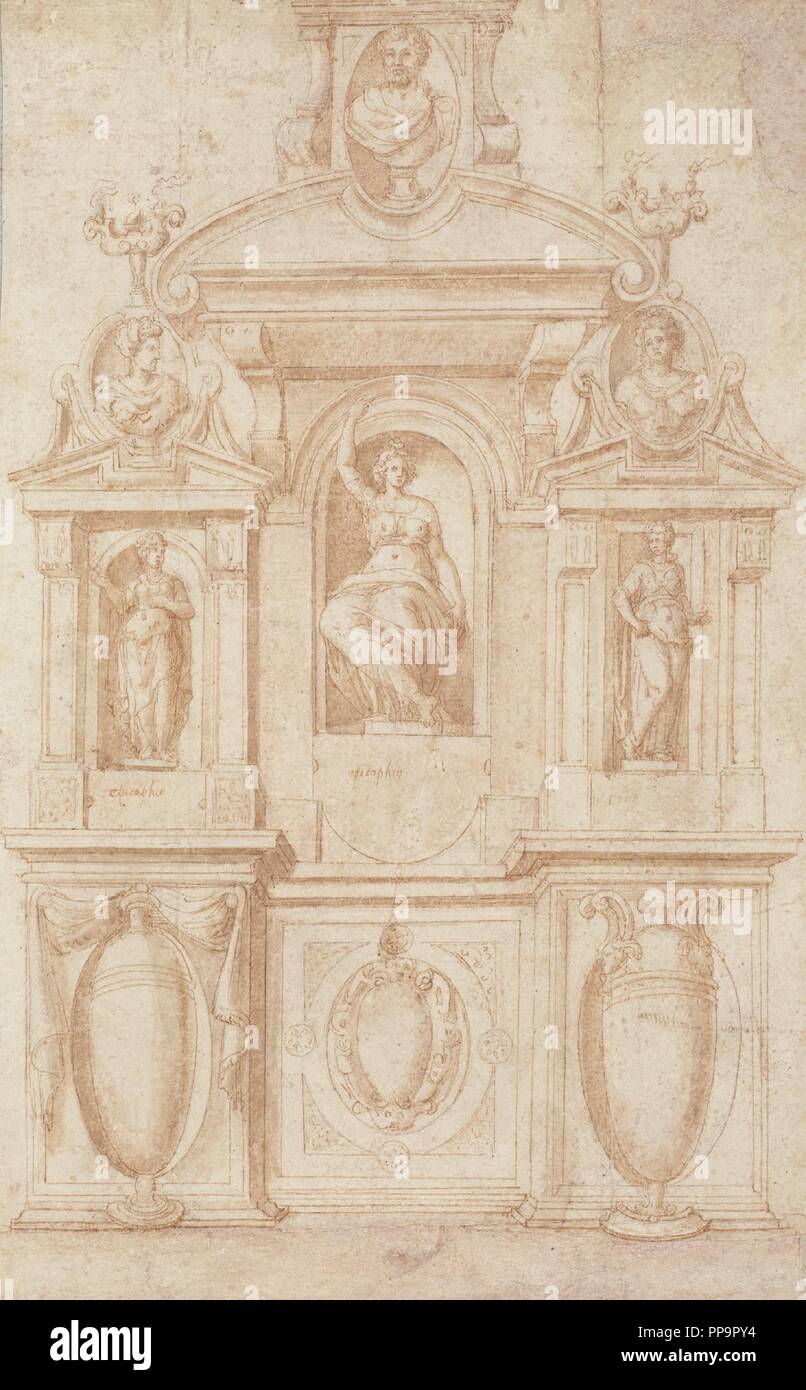 Benvenuto Cellini / 'Design for an elaborate tomb'. XVI century. Wash ...