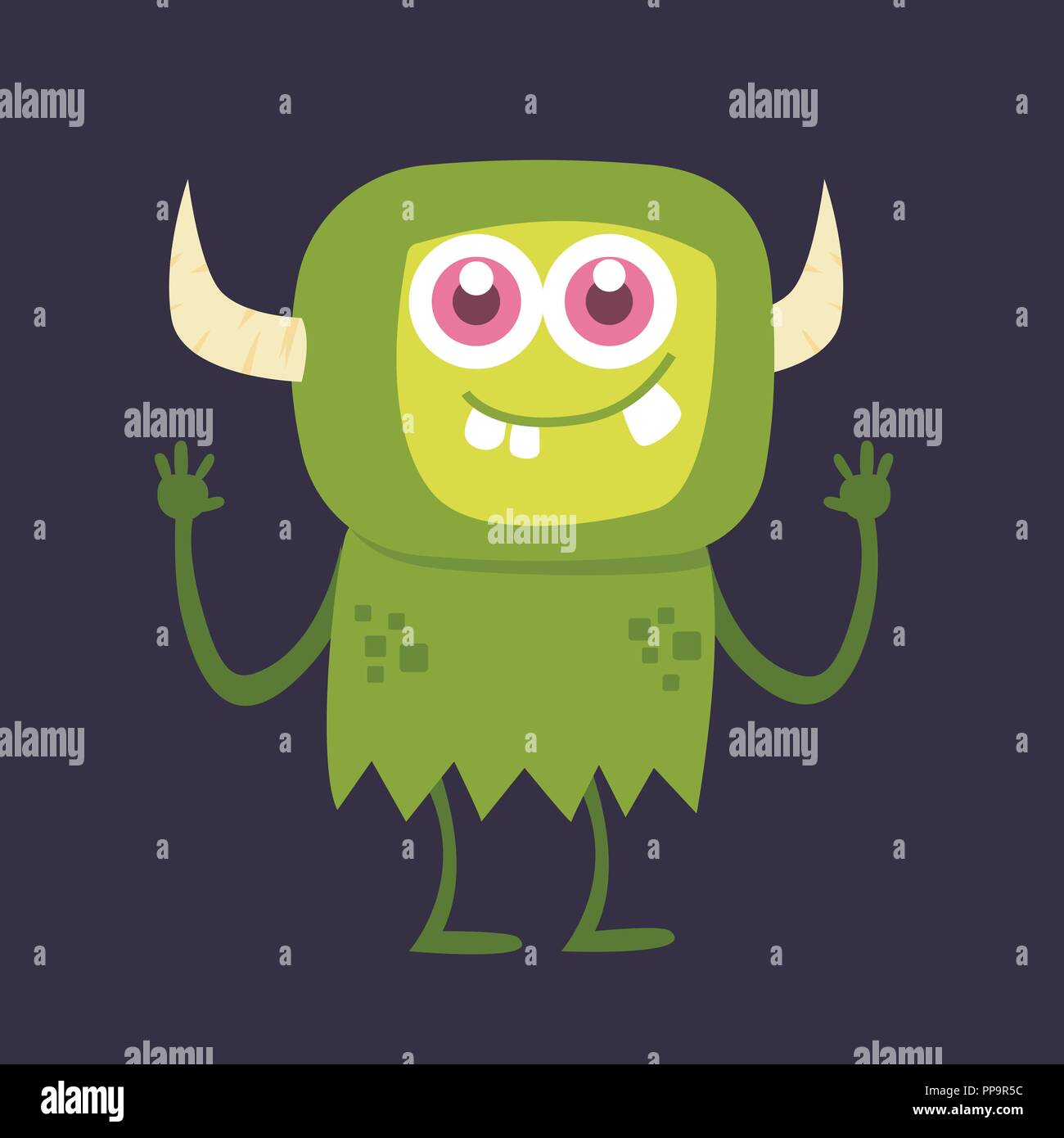 Cute monster cartoon character smile with happiness vector illustration ...