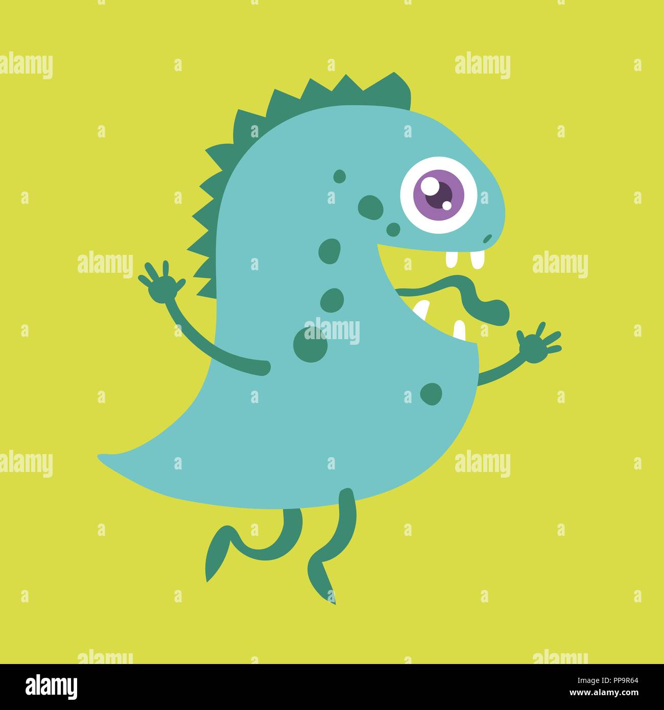 Cute monster cartoon character smile with happiness vector illustration ...