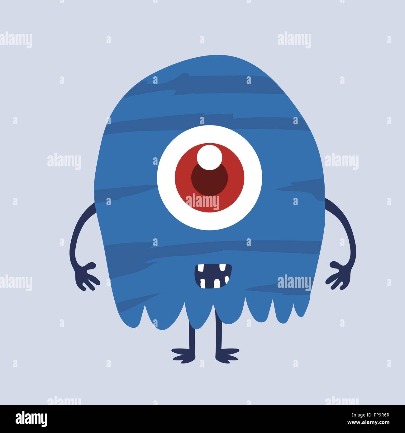 Cute monster cartoon character smile with happiness vector illustration ...