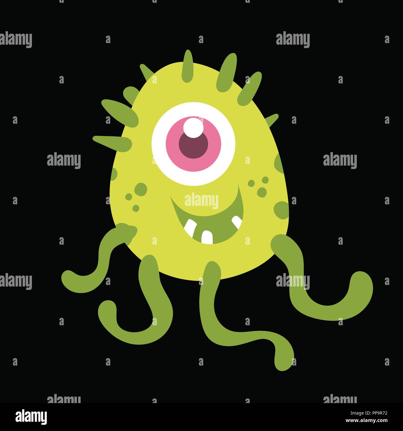 Cute monster cartoon character smile with happiness vector illustration ...