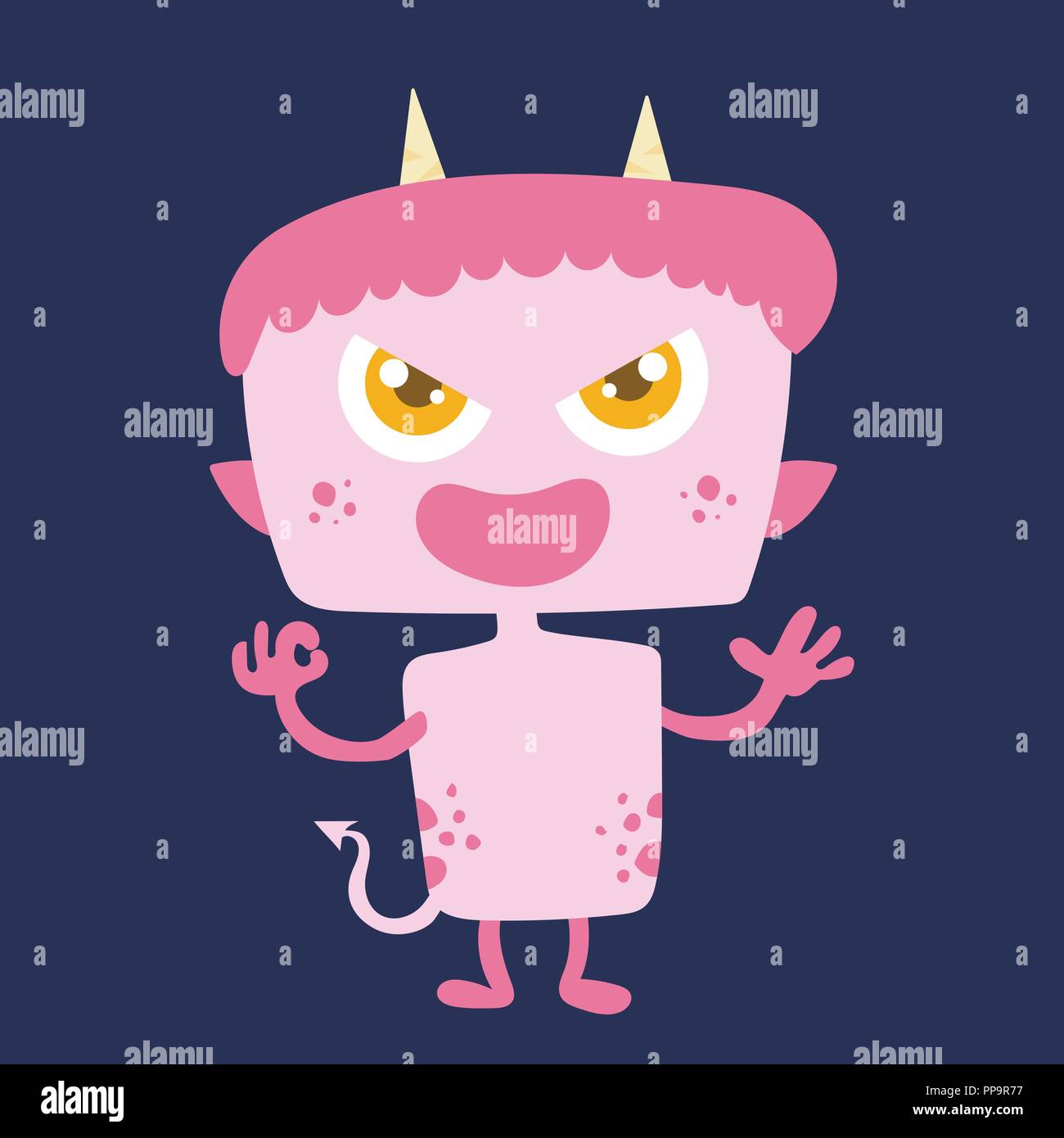 Cute monster cartoon character smile with happiness vector illustration ...