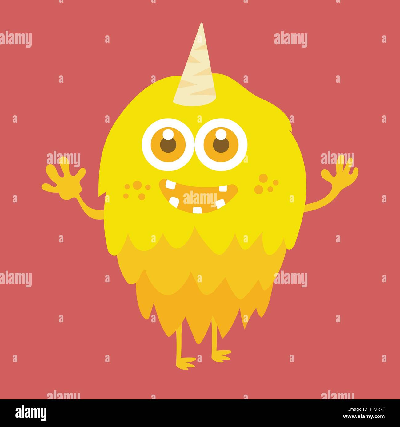 Cute monster cartoon character smile with happiness vector illustration ...