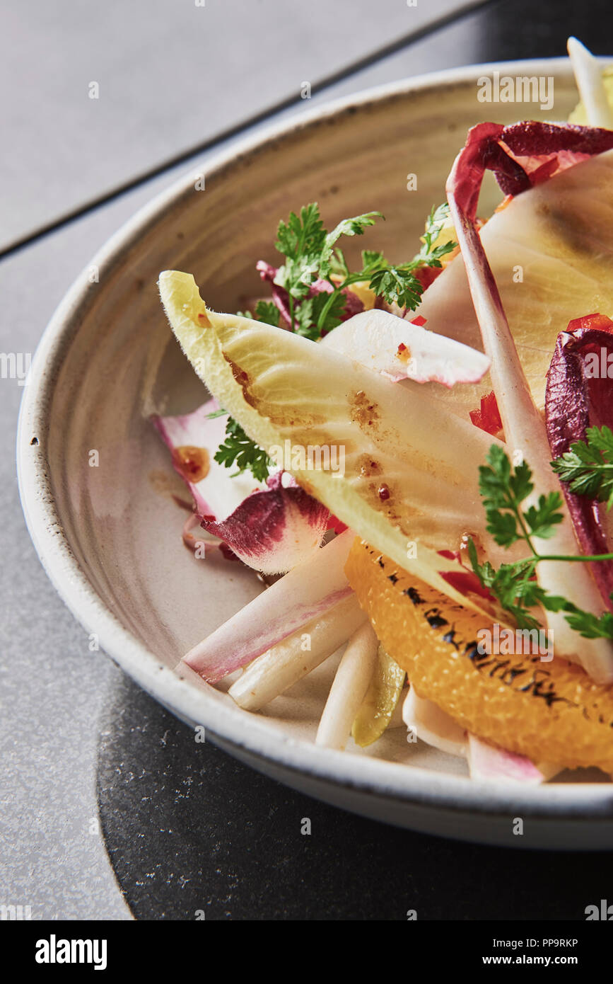 Beautiful delicious elegant healthy charred grilled orange and chicory ...