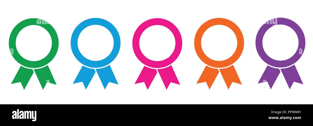 set of colorful award medals on white background vector illustration ...