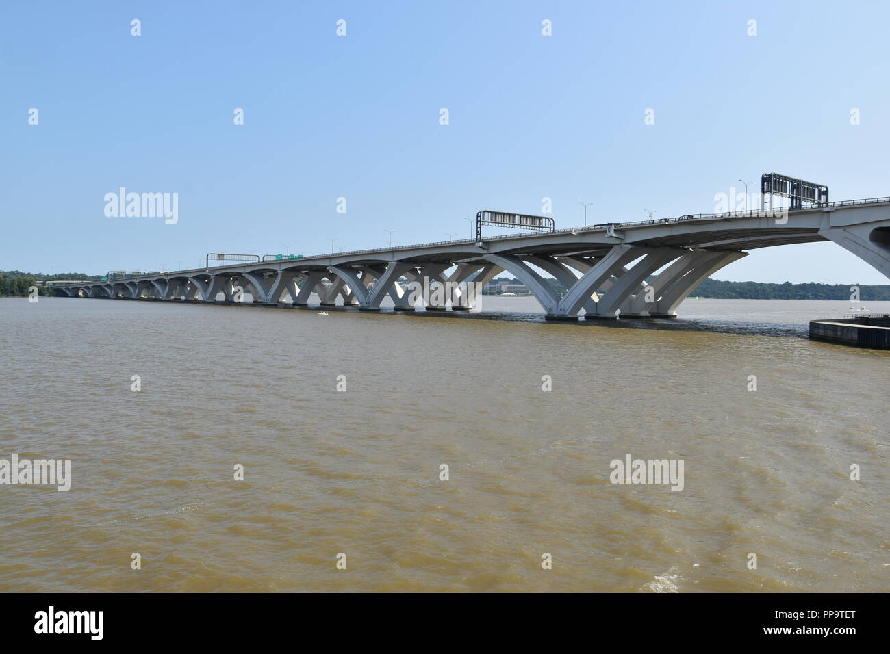 The Capital Beltway Woodrow Wilson Memorial Bridge crossing the Potomac ...