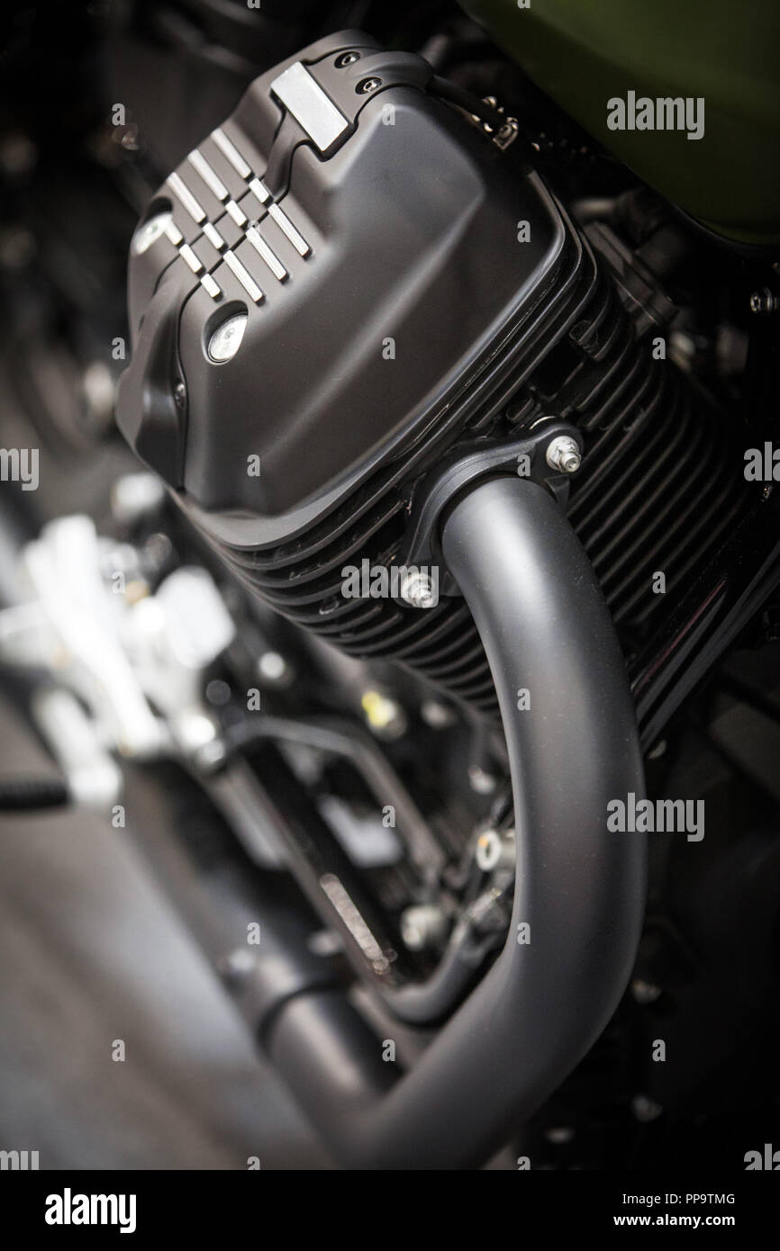 Close up shot of V-Twin motorcycle engine Stock Photo - Alamy