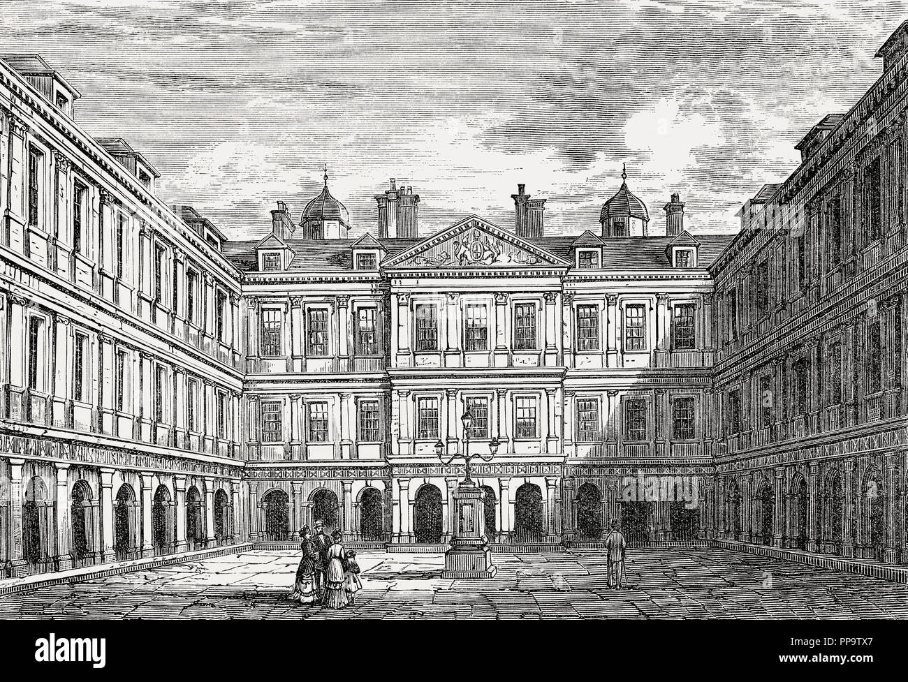 The courtyard of the Palace of Holyroodhouse, Edinburgh, Scotland, 18th ...