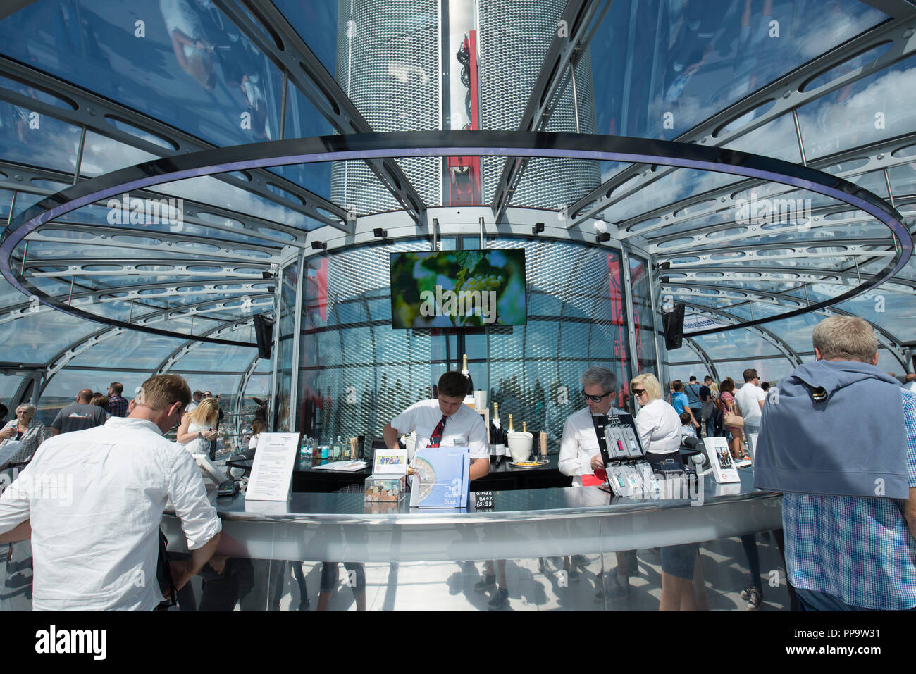 tourists inside the Brighton i360 tower observation tower Stock Photo ...