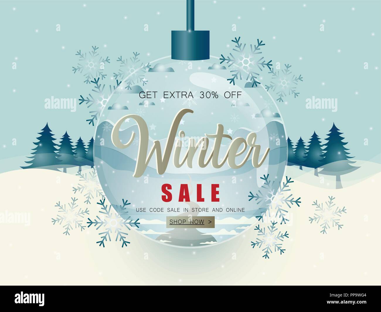 Vector illustration of winter sale poster template Stock Vector Image ...