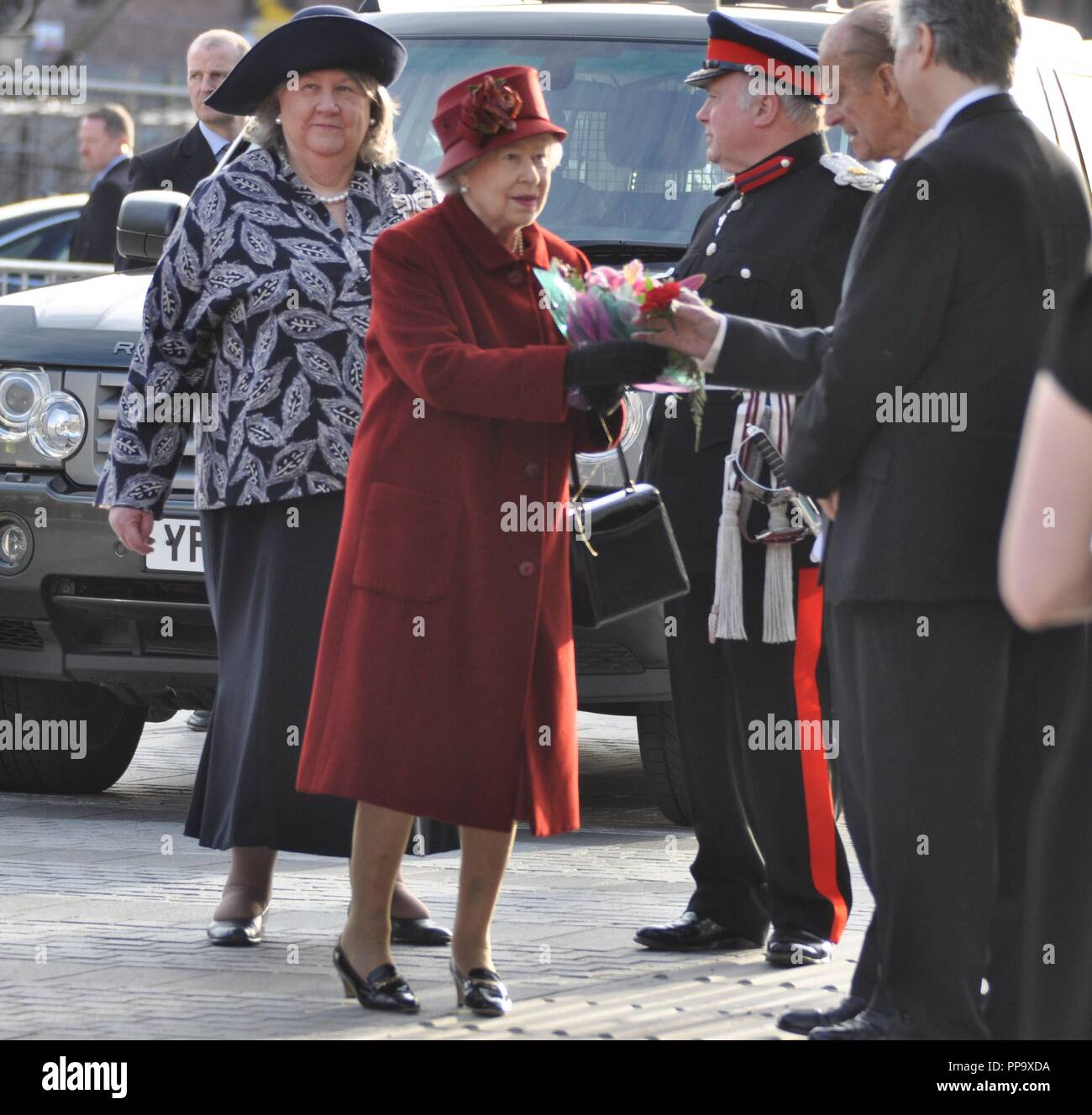 Liverpool,Uk The Queen and Prince Philip arrive at Liverpool Echo Arena ...