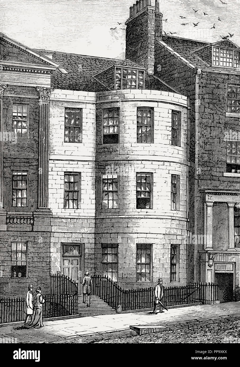 Sir Walter Scott's house in Castle Street, Edinburgh, Scotland, 19th ...
