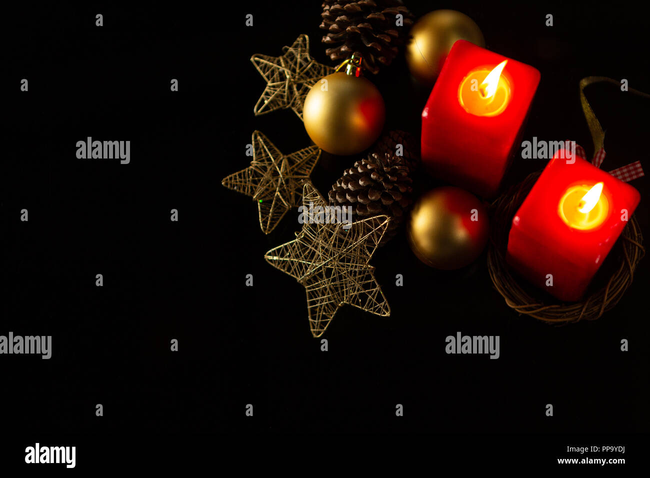 Christmas red candles Stock Photo - Alamy