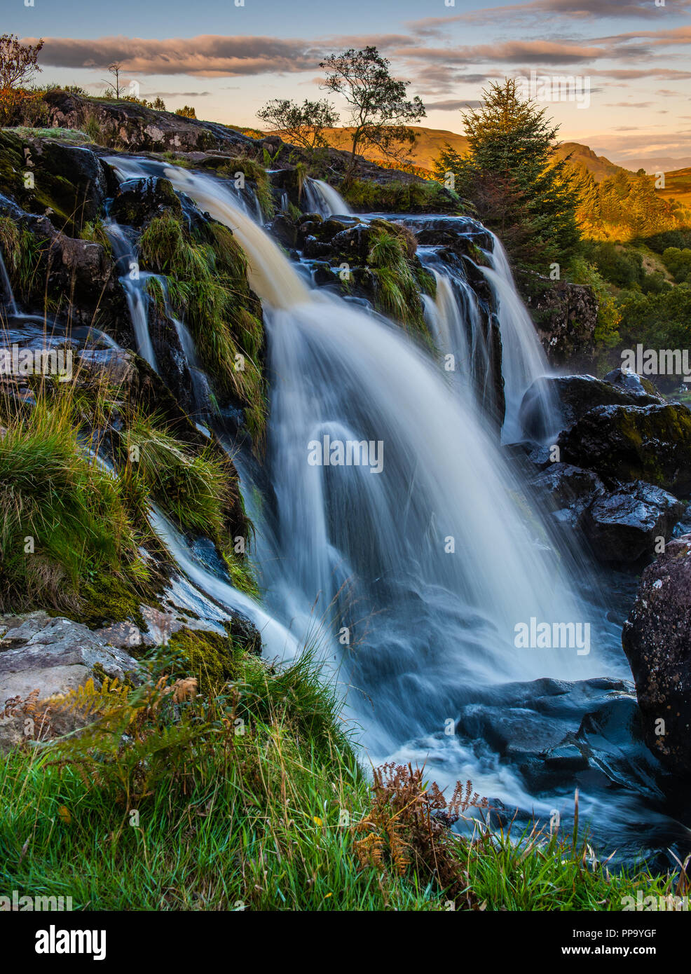 Sunrise at the Loup of Fintry waterfall north of Glasgow Scotland Stock ...