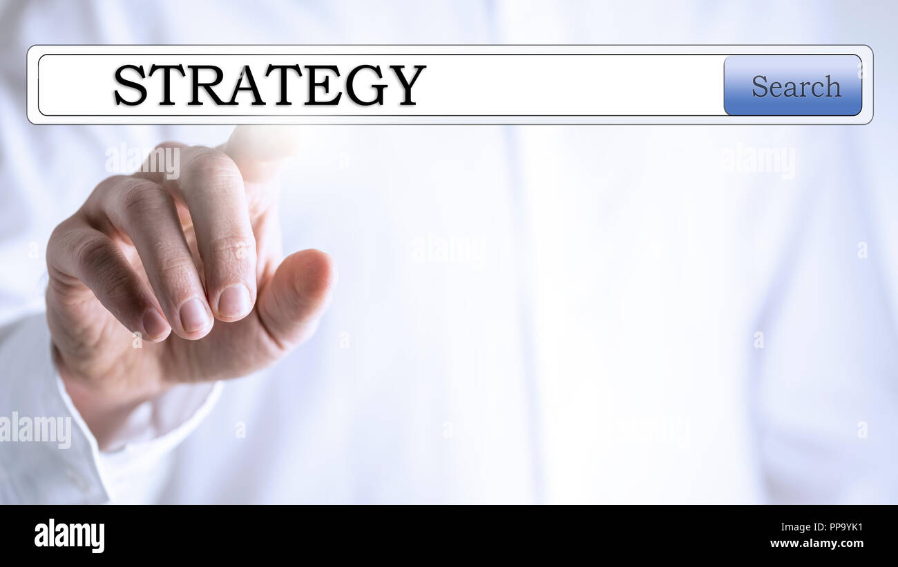 Strategy written in search box on virtual space Stock Photo - Alamy
