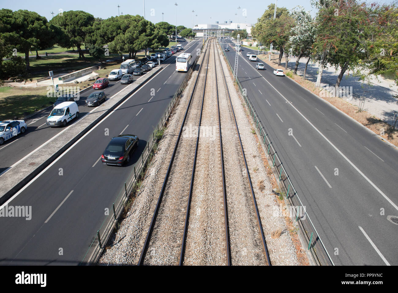 Lisbon street, hi view road Stock Photo - Alamy