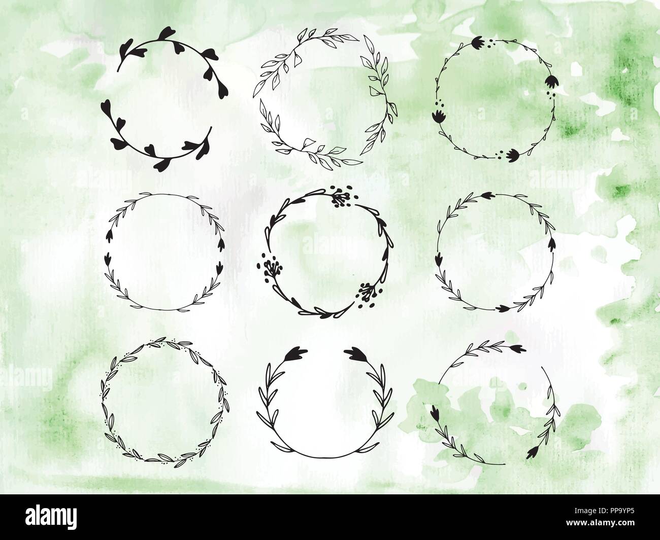 Handpainted Branches Wreath Clip Art Stock Vector Image & Art - Alamy