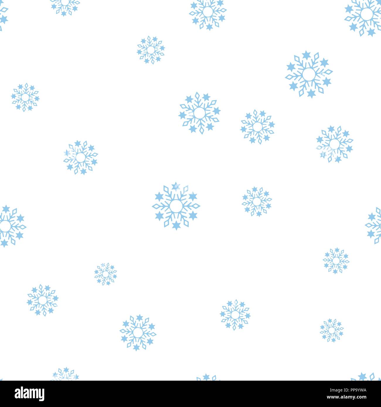 Blue snowflakes seamless pattern. Isolated on a white background ...