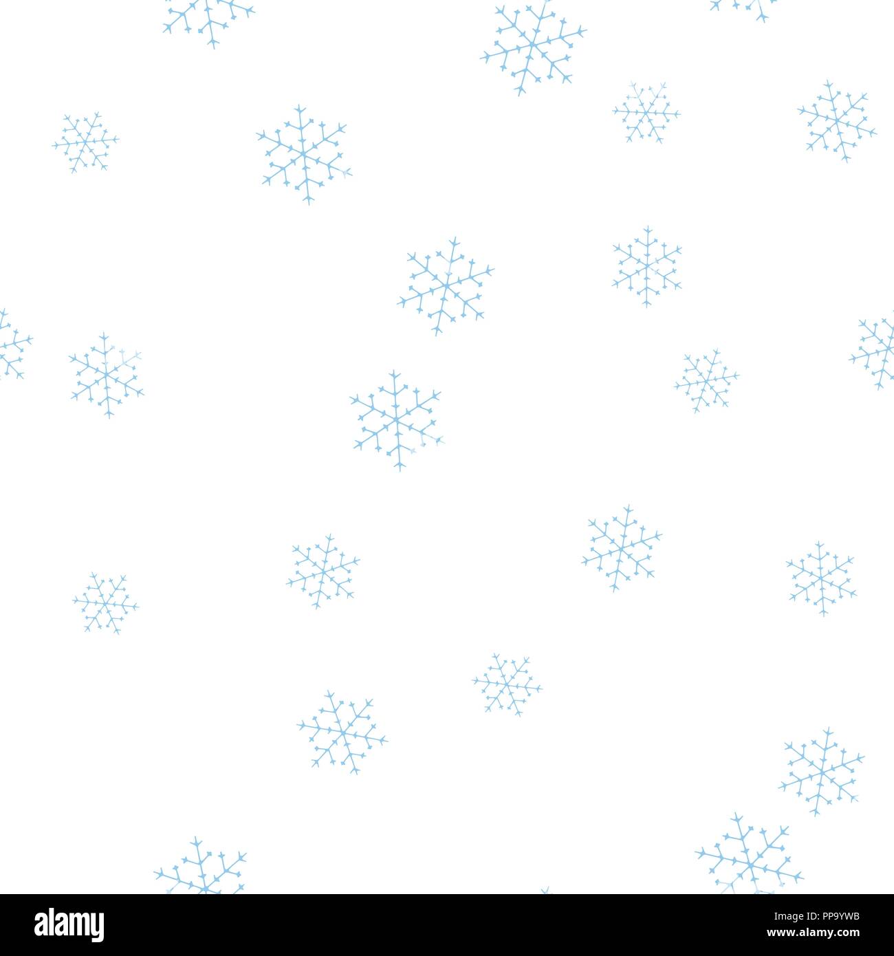 Blue snowflakes seamless pattern. Isolated on a white background ...